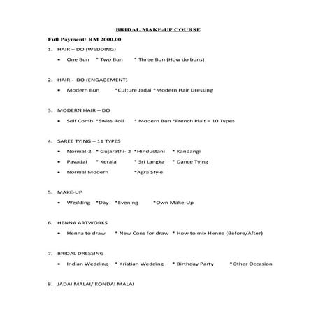 Bridal course | DOC | Hair Care | Beauty