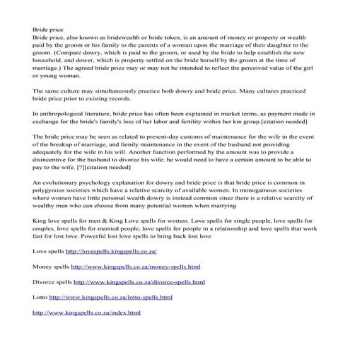 Bride price | PDF | Wedding | Personal Celebrations & Life Events