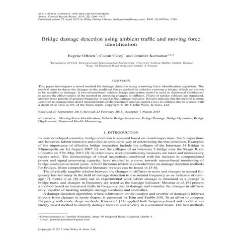 Bridge damage detection using ambient traffic and moving force identification | PDF