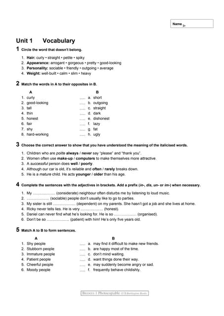 Answer key unit 6 | DOC