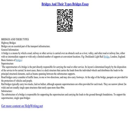 Bridges And Their Types Bridges Essay | PDF