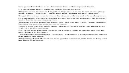 Bridge To Terabithia Book Summary