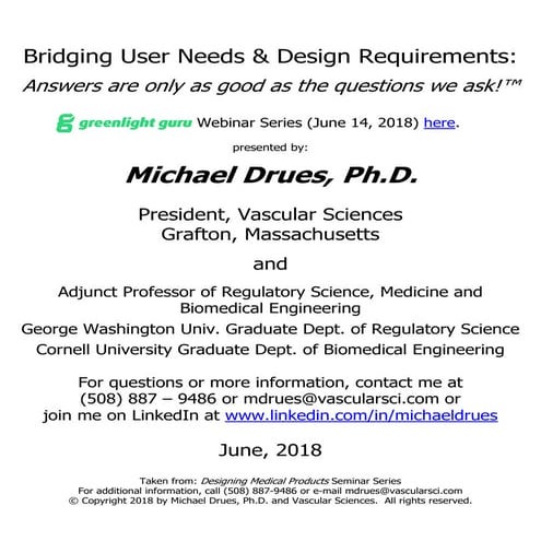 Bridging User Needs & Design Requirements: Answers are Only as Good as ...