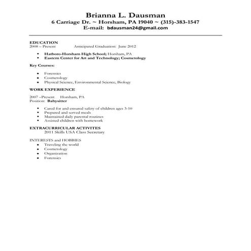 Bri d new resume | DOCX | Science