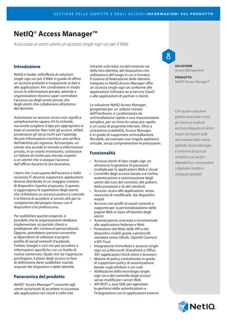 Netiq Access Manager Presentazione Della Soluzione Pdf