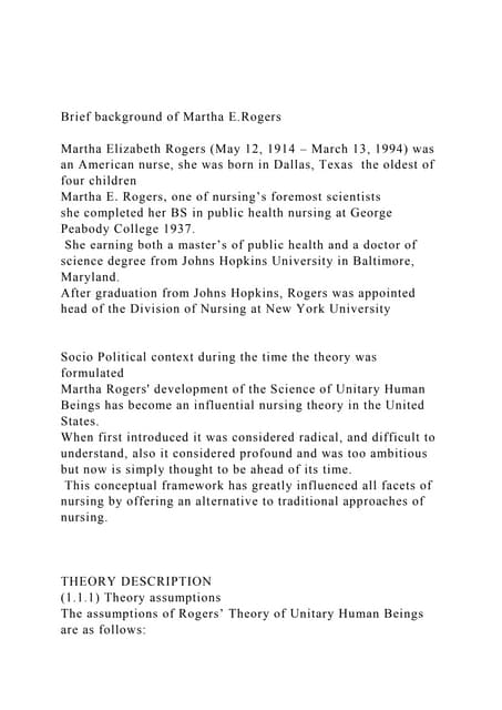 Martha rogers theory | PPTX