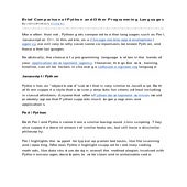 Brief Comparison of Python and Other Programming Languages