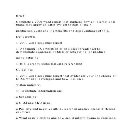 BriefComplete a 2000 word report that explains how an internation.docx