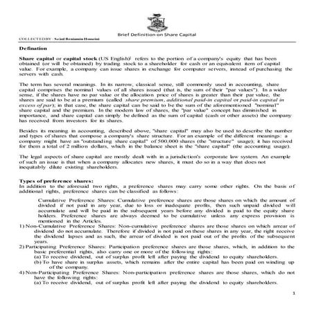 Brief definition on share capital | PDF