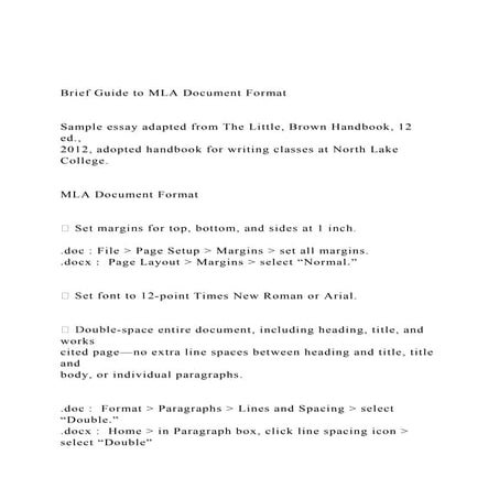 Brief Guide to MLA Document Format Sample essay adapted.docx | Desktop ...