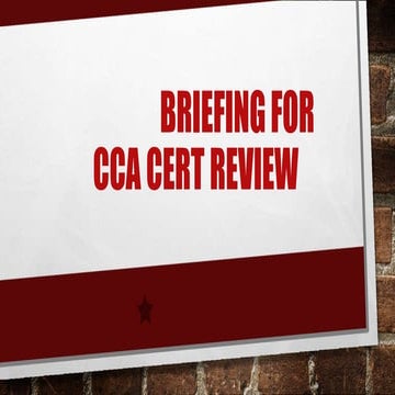 Briefing for CCA Cert Check 2020 | PPT