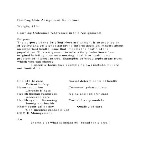 Briefing Note Assignment GuidelinesWeight 15Learning Out.docx