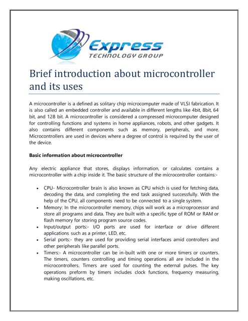 A Guide To The Microcontroller Its Functioning Types And