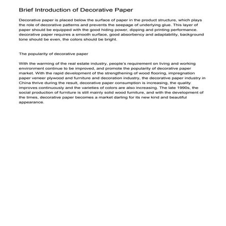 Brief Introduction of Decorative Paper | PDF