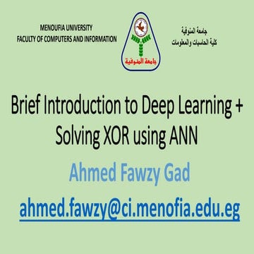 Brief Introduction To Deep Learning Solving Xor Using Anns Ppt 
