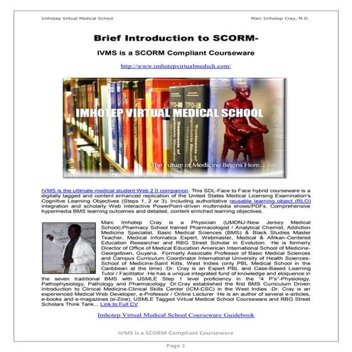Brief introduction to SCORM- IVMS is a SCORM Complient Courseware | PDF