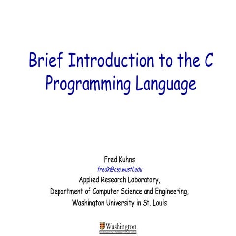 Brief Introduction To The C Programming Language Ppt