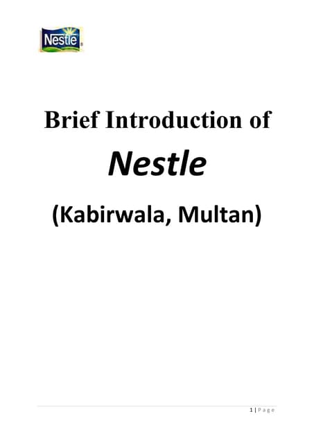 Nestle- Company profile | PPT