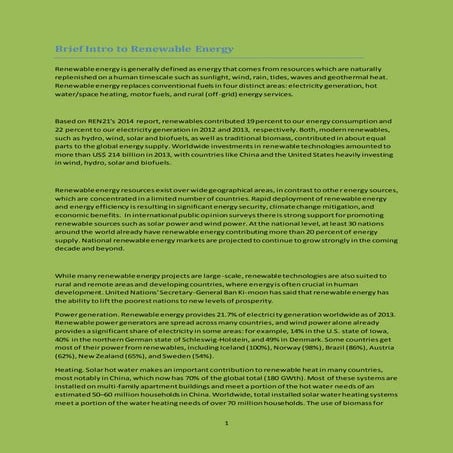 Brief intro to renewable energy | PDF
