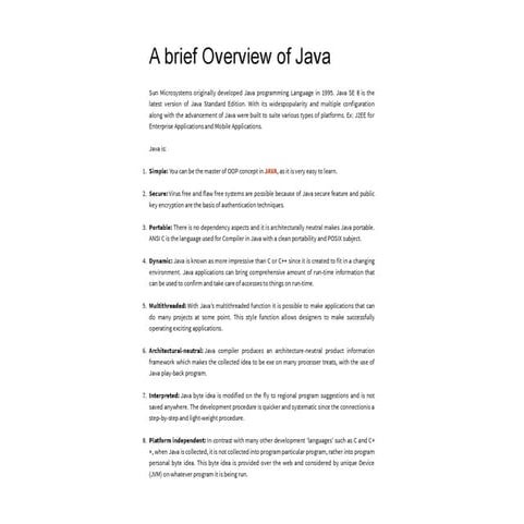 A brief Overview of Java | PPT