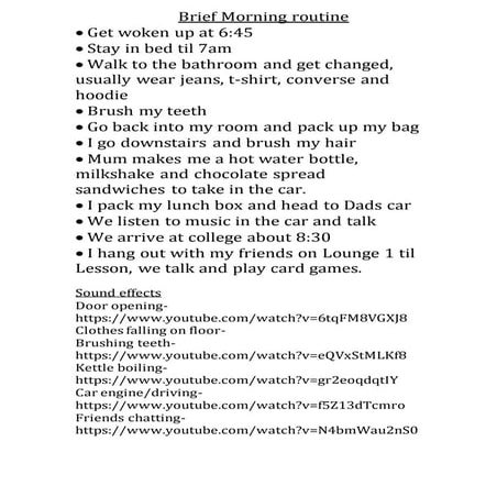 Brief morning routine | DOCX