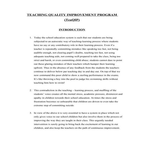 Teaching Quality Improvement Program (TeaQIP) | DOC