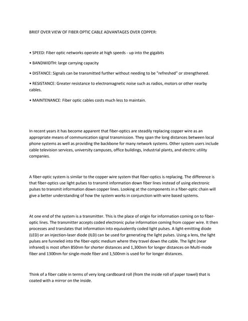 "OPTICAL FIBRES" -Physics Investigatory Project (Class XII) | PDF