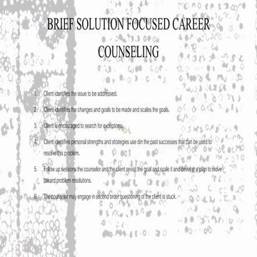 Brief solution focused career counseling steps | PPT