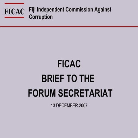 Brief to Forum Secretariat | PPT