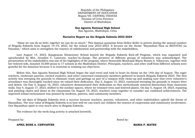 Brigada eskwela 2024 sample template NARRATIVE REPORT.docx