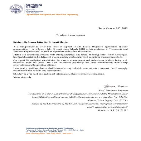 Letter of Reference | PDF