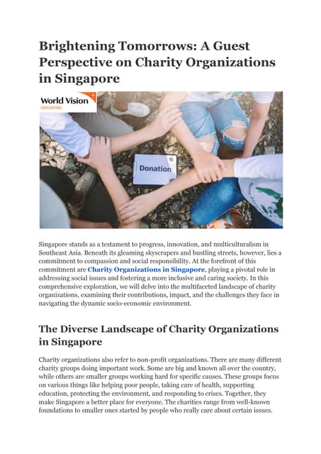 World Vision, Charity organisation in singapore at World vision org