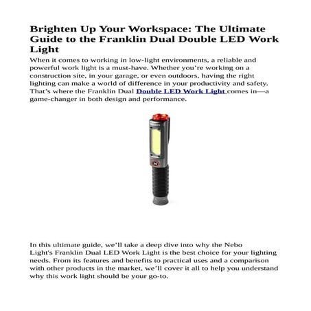 Brighten Up Your Workspace_ The Ultimate Guide to the Franklin Dual Double LED Work Light | PDF
