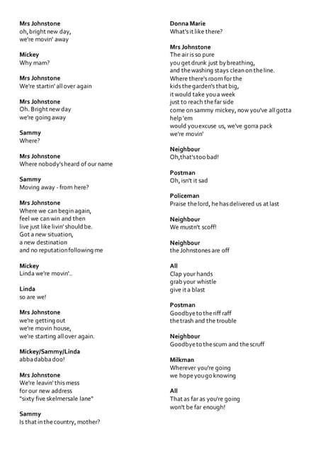 Blood Brothers: Mickey and Edward extract | DOCX