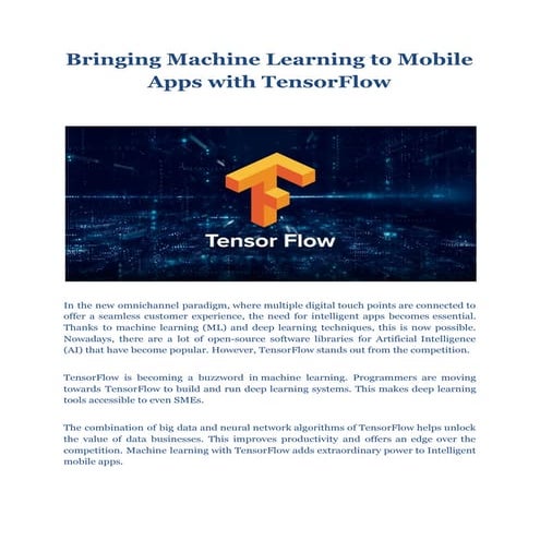 Bringing Machine Learning To Mobile Apps With Tensorflow Pdf