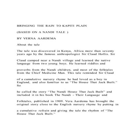 BRINGING THE RAIN TO KAPITI PLAIN(BASED ON A NANDI TALE ) | PDF