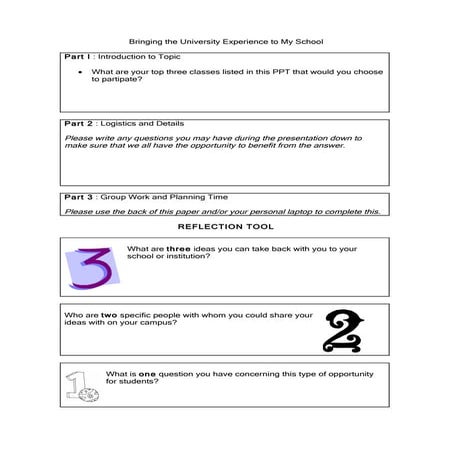 HO - Bringing the University Experience to Middle and High Schools | DOC