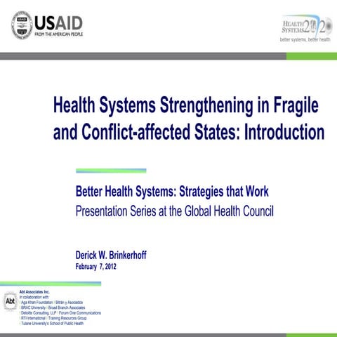 Health Systems Strengthening in Fragile and Conflict-affected States ...