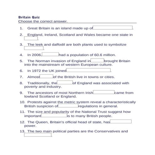 Britain quiz | DOC