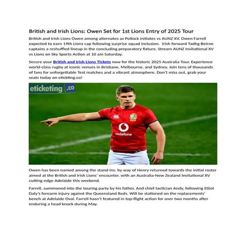 British and Irish Lions Owen Set for 1st Lions Entry of 2025 Tour.docx
