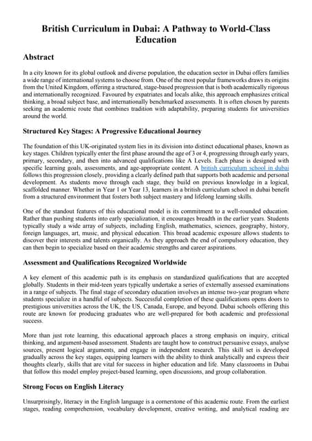 A Comprehensive Guide to the British Curriculum: Tradition, Structure ...