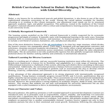 British Curriculum School: Understanding EYFS, Key Stages, and Beyond | PDF
