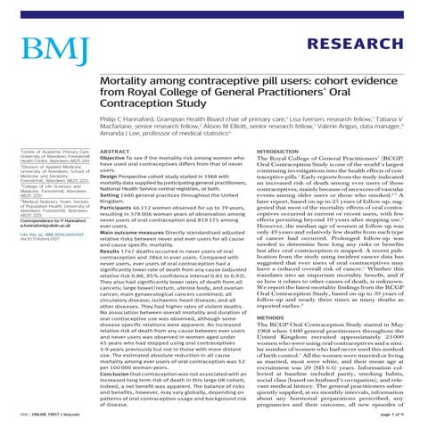 British Medical Journal study on Oral Contraceptives | PDF