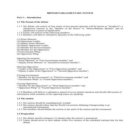 British parliamentary system | DOC