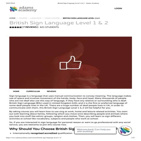 British Sign Language (BSL) – Level 1 & 2 | PDF