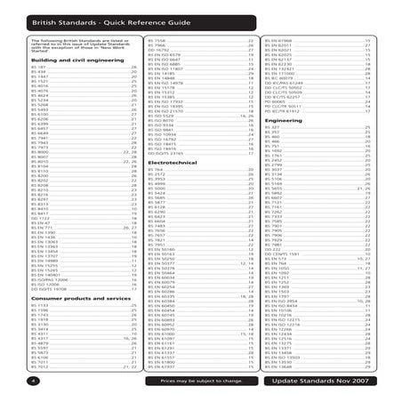 British standards quick reference guide 2007 | PDF