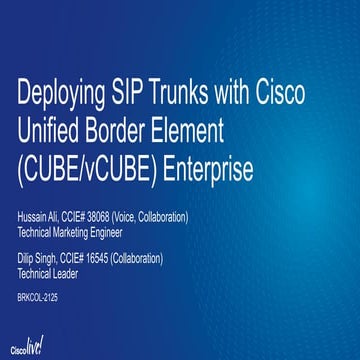 Deploying Sip Trunks With Cisco Unified Border Element Cubevcube