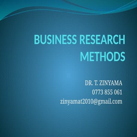 Business research methods for business pdf | PPT