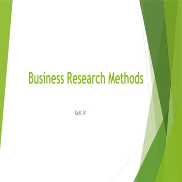 Business Research Method - Unit IV Of MBA | PPTX