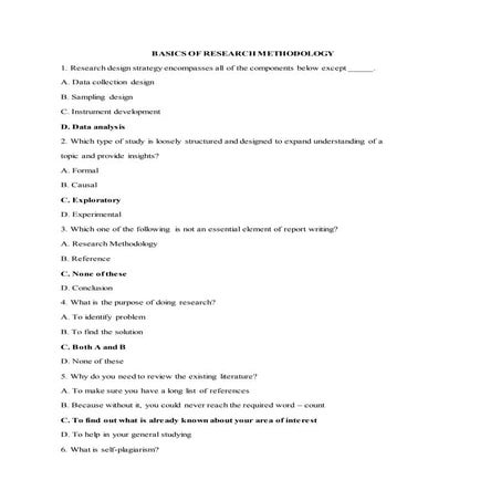 RESEARCH METHODOLOGY MCQ | DOCX
